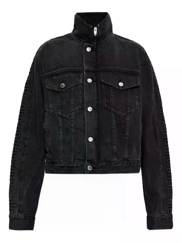 Alexander Wang Zip-up High Neck Denim Jacket - Black