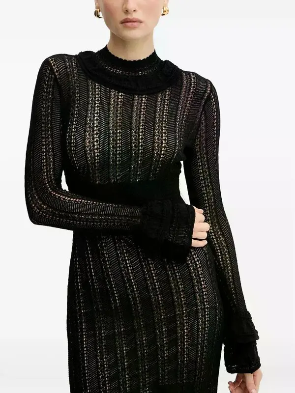 TWINSET Knitted Ruffled Maxi Dress - Black