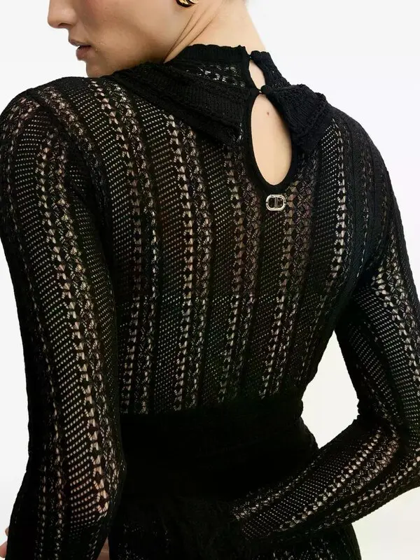 TWINSET Knitted Ruffled Maxi Dress - Black