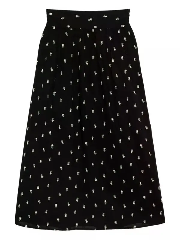 TO B. BY AGNÈS B. Floral-embroidered Midi Skirt