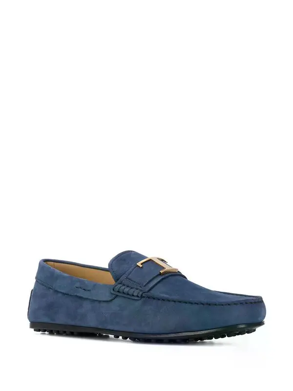 TOD'S T Plaque Suede Loafers - Blue
