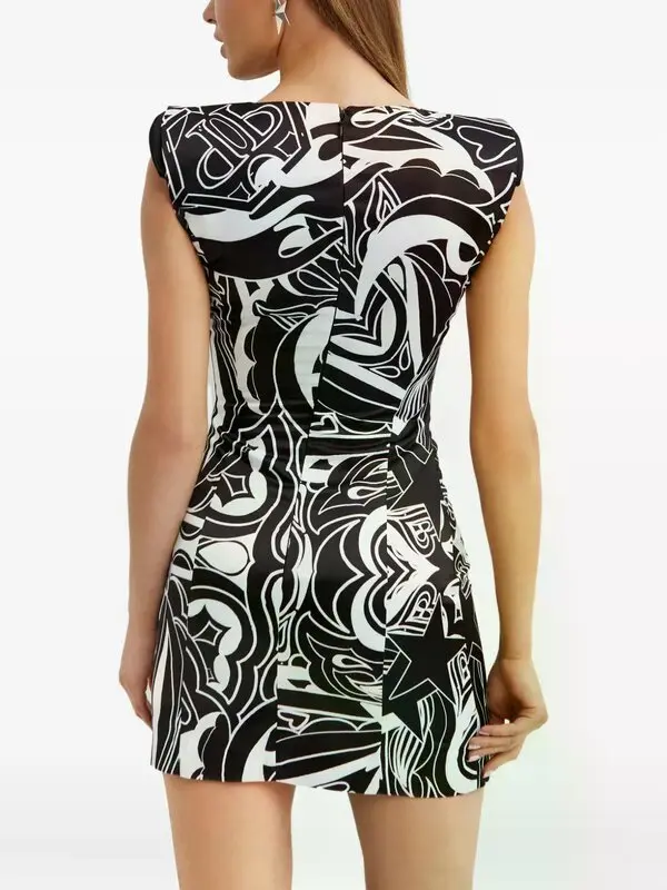Philipp Plein Abstract Print Mini Dress - Black