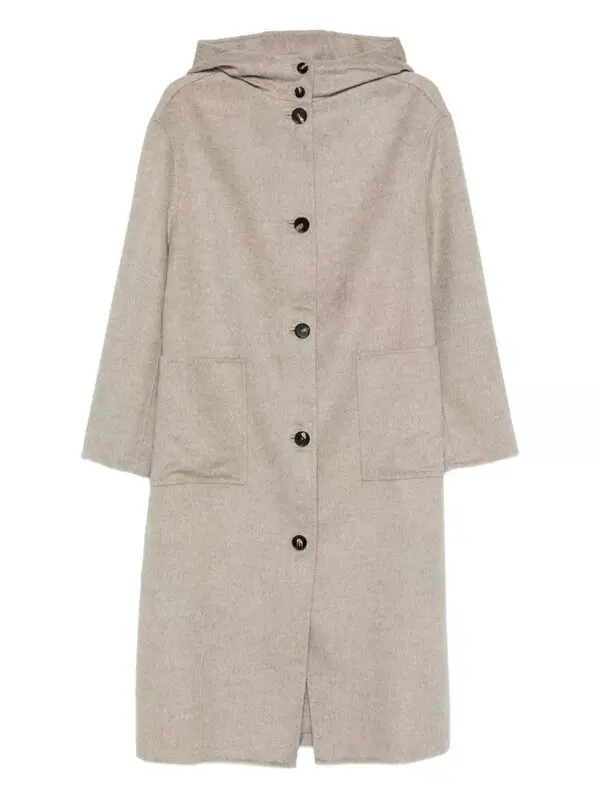 Liviana Conti Hooded Button Coat - Neutrals