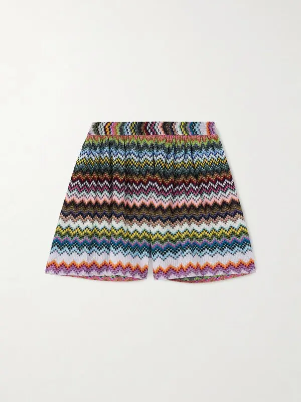 Missoni Striped Metallic Crochet-knit Shorts