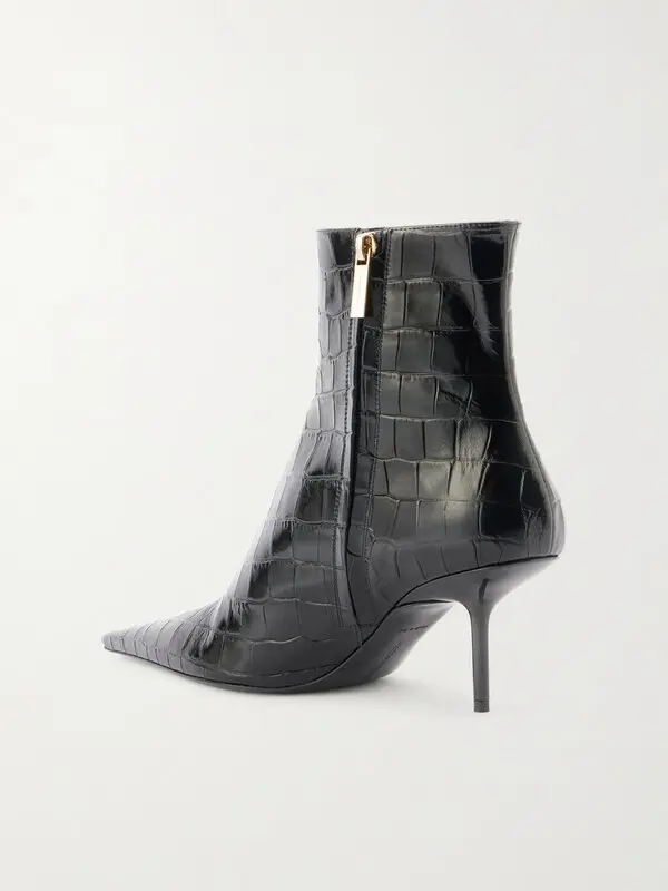 Victoria Beckham Croc-effect Patent-leather Ankle Boots