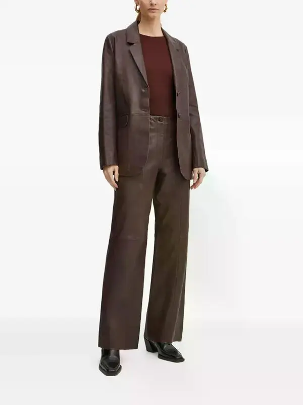 FORTE_FORTE Leather Single-breasted Blazer