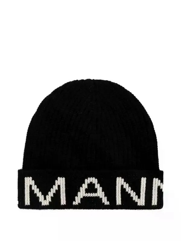 ERMANNO FIRENZE Ribbed Beanie Hat - Black