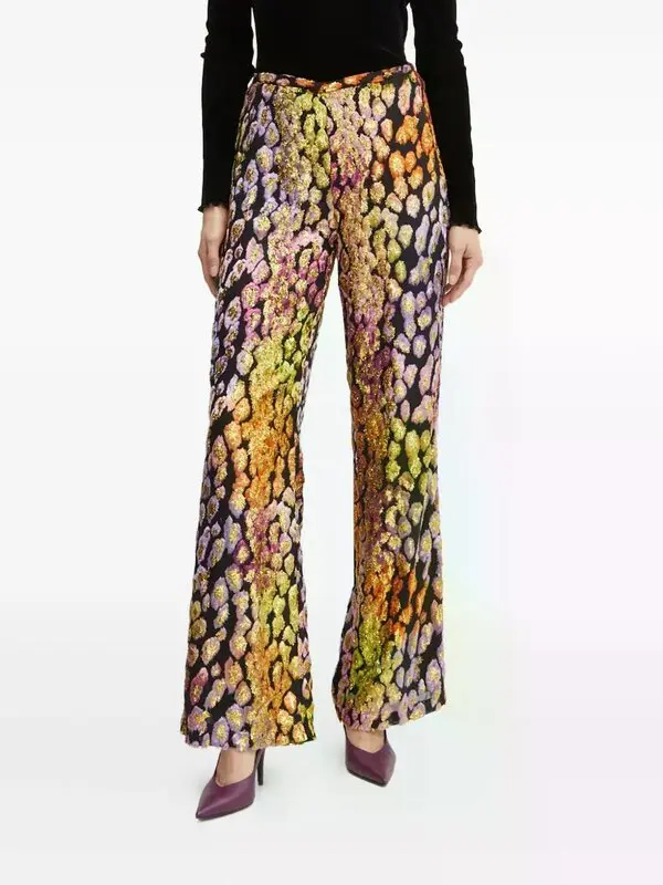 FORTE_FORTE Metallic Leopard-pattern Trousers
