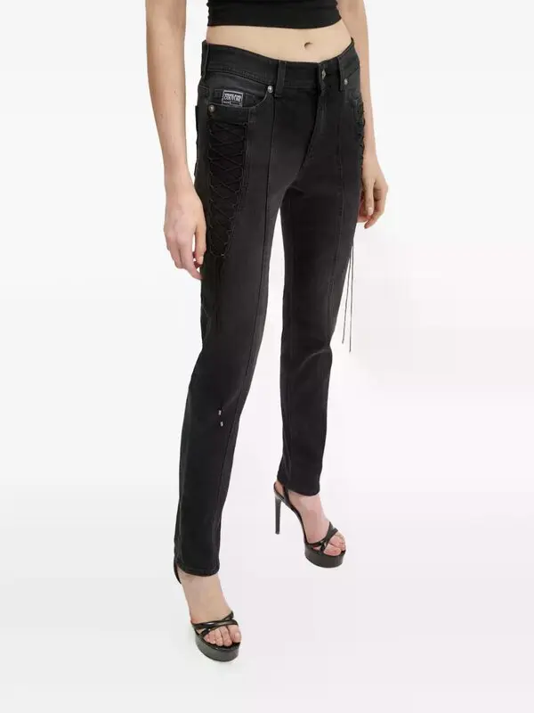 Versace Lace-up Detail Denim Jeans