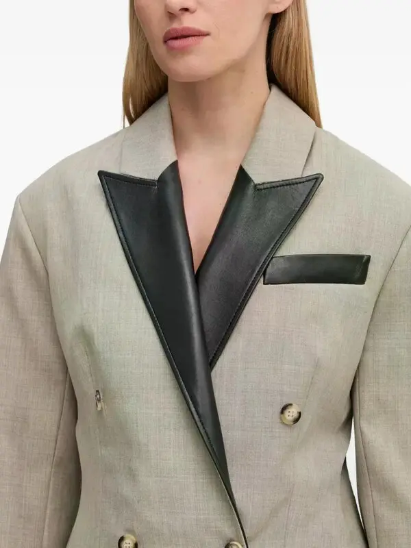 Nanushka Pacey Leather-trimmed Double-breasted Blazer