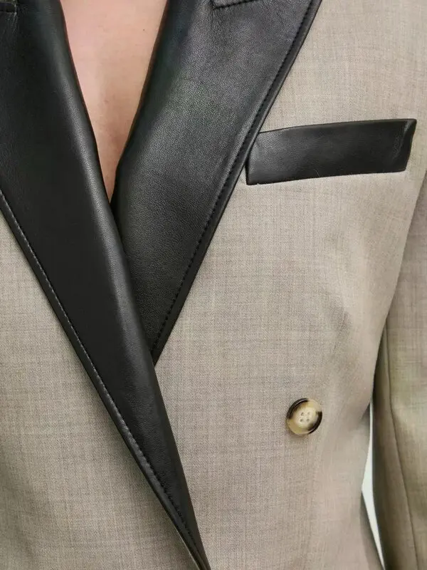 Nanushka Pacey Leather-trimmed Double-breasted Blazer