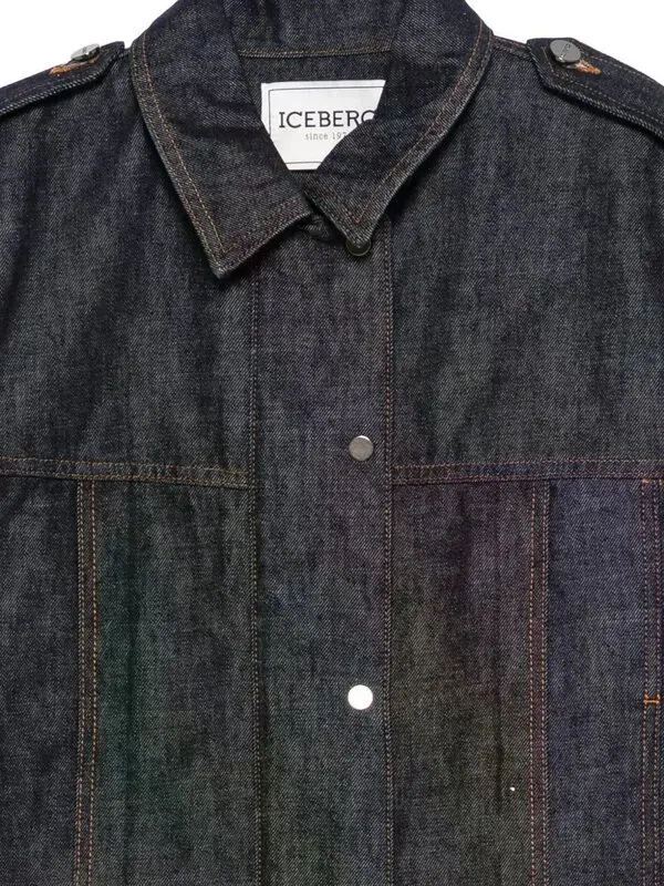 Iceberg Button Denim Jacket With Shoulder Epaulettes