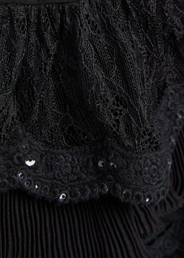 Alice + Olivia Delaina Ruffled Mesh Top