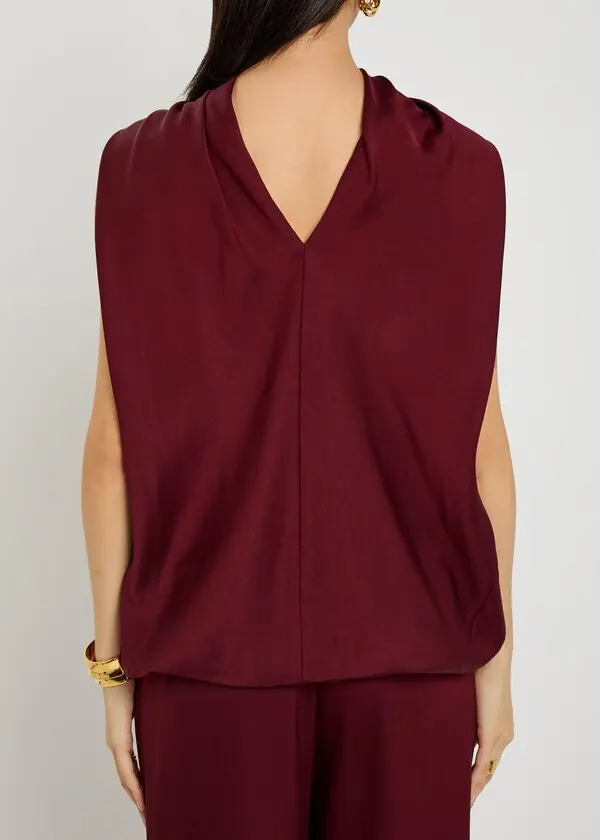 Simkhai Scarlett Cape-effect Satin Top - Red