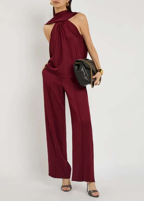 Simkhai Scarlett Cape-effect Satin Top - Red
