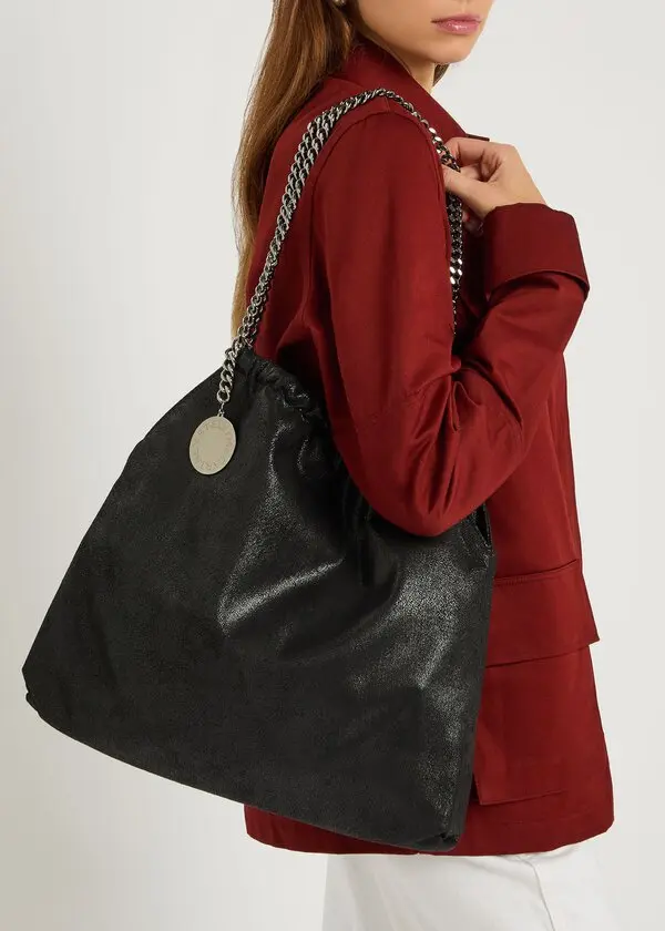 Stella McCartney Falabella Drawstring Faux Suede Tote - Black