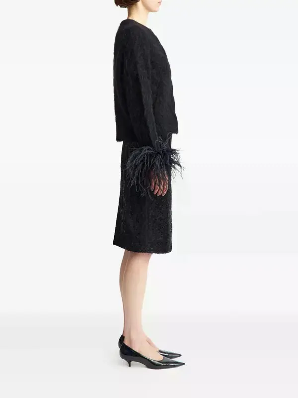 16Arlington Feather-trim Mohair Knit Cardigan