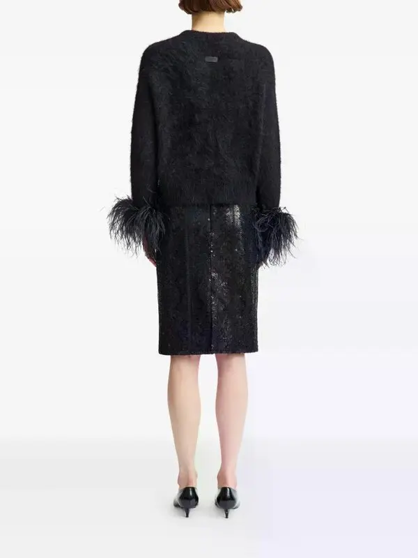16Arlington Feather-trim Mohair Knit Cardigan