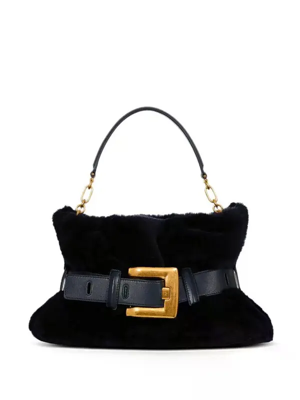 Balmain Medium Anthem Shearling Shoulder Bag