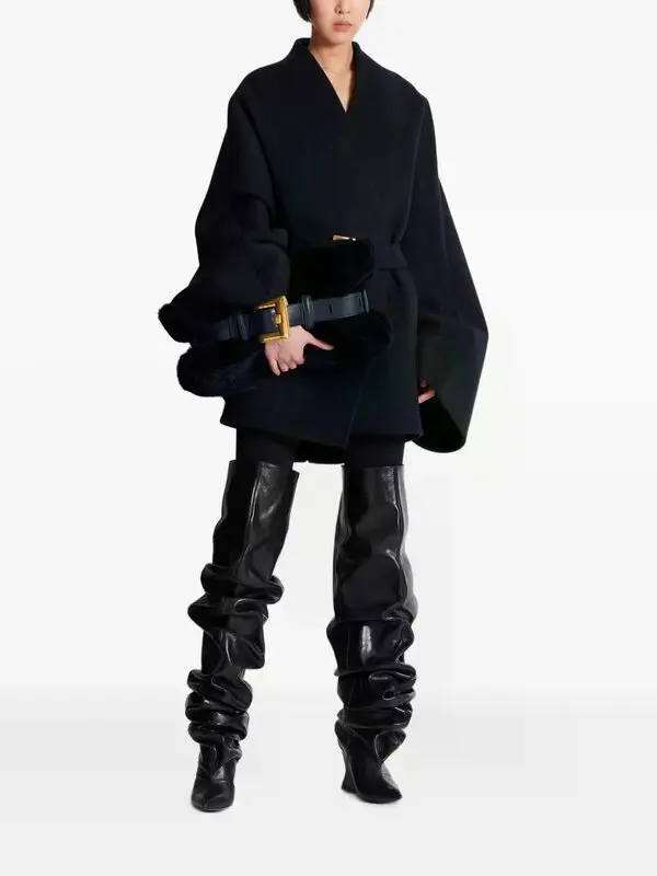 Balmain Medium Anthem Shearling Shoulder Bag