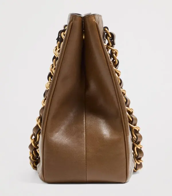 Valentino Garavani Leather Laseine Tote Bag - Brown