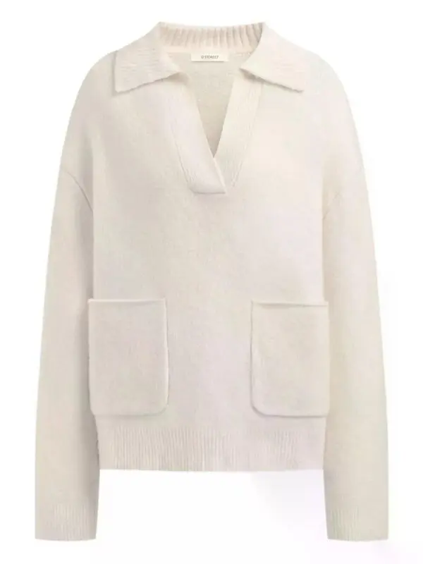 12 STOREEZ V-neck Spread Collar Sweater