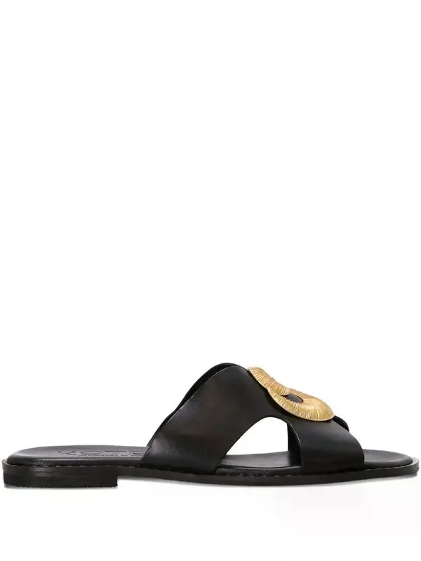KOTRIS SANDALS Leather Cross-strap Sandals - Black