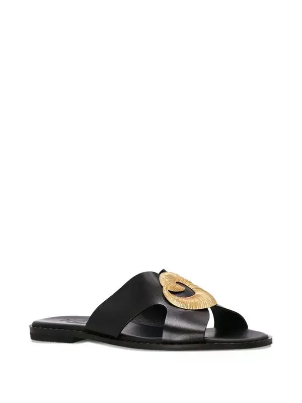 KOTRIS SANDALS Leather Cross-strap Sandals - Black