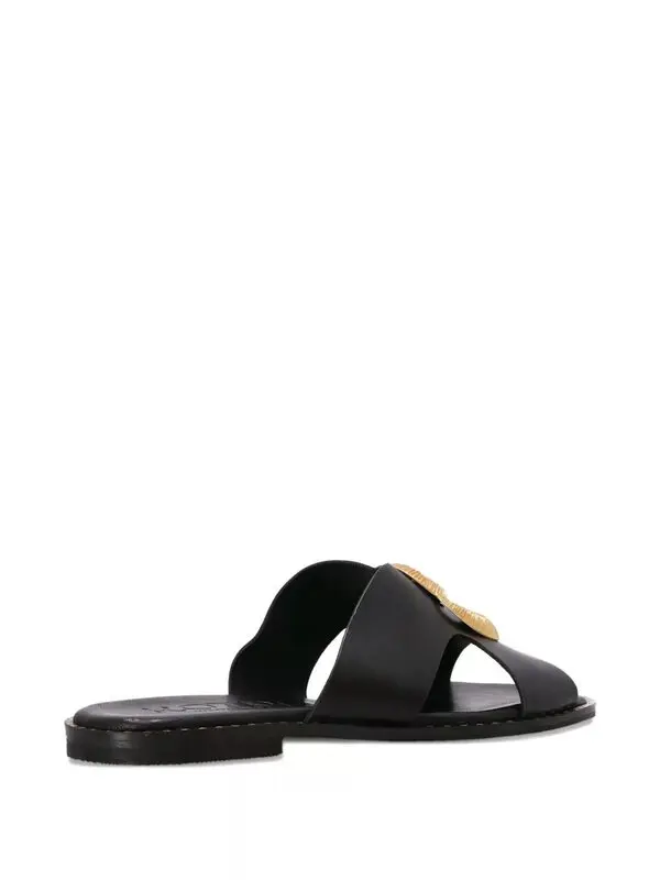 KOTRIS SANDALS Leather Cross-strap Sandals - Black