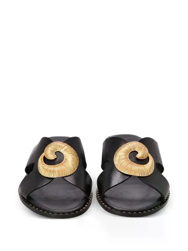 KOTRIS SANDALS Leather Cross-strap Sandals - Black