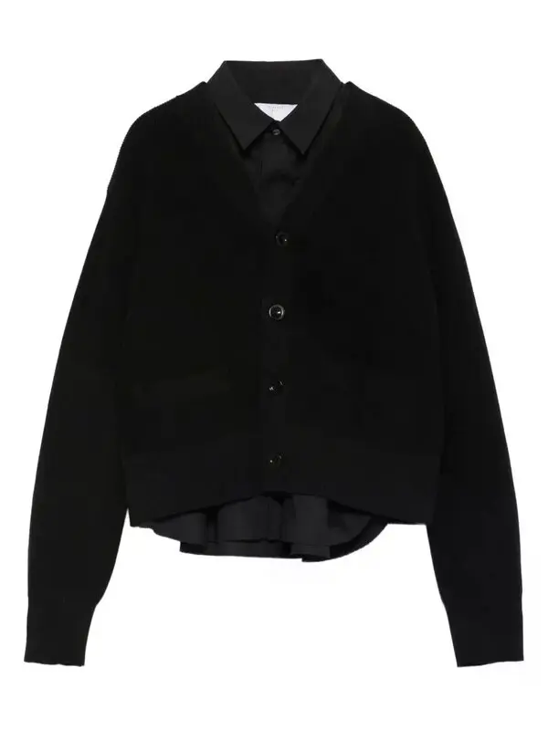 Sacai V-neck Button Pocket Knitwear - Black