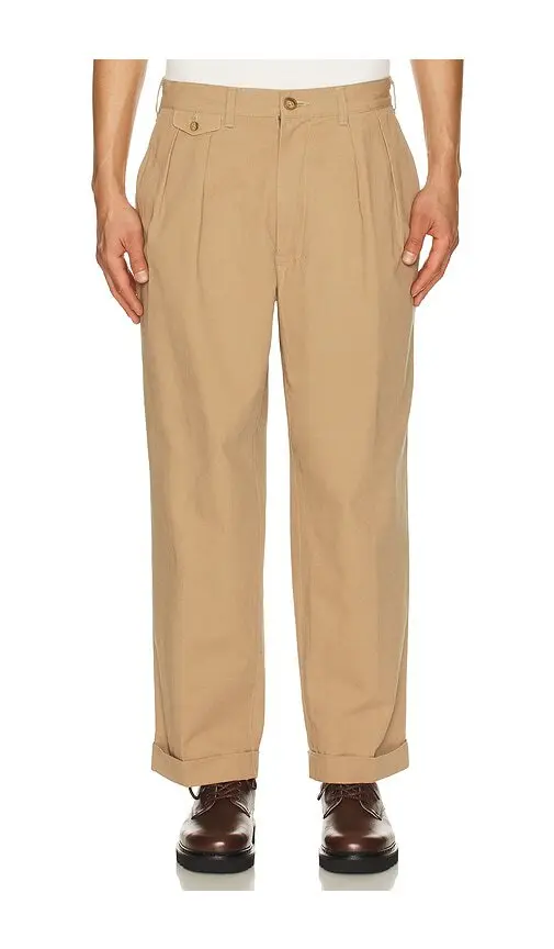 BEAMS 2 Pleats Trousers Twill In . Also - Brown