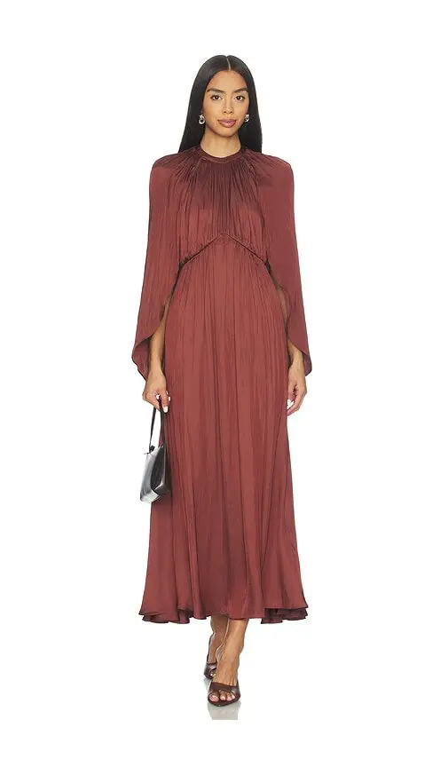 WeWoreWhat Halter Cape Midi Dress - Rust
