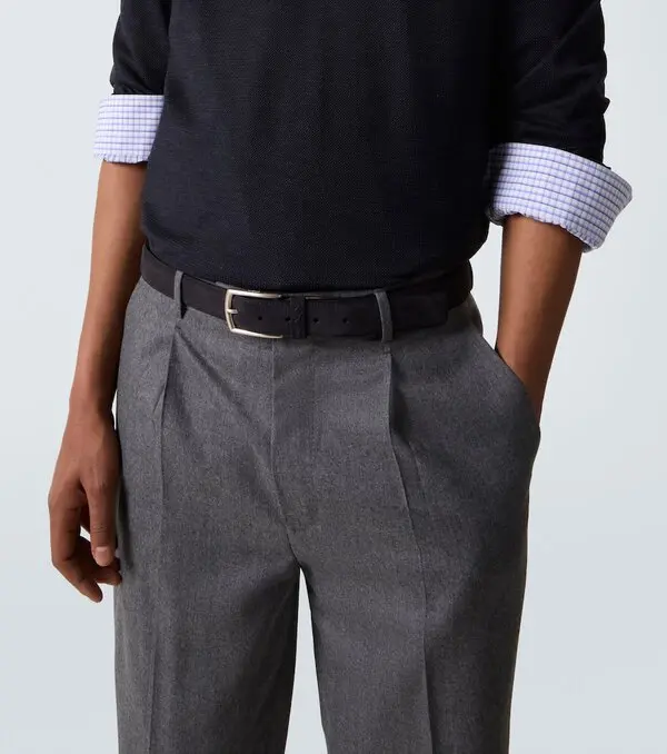 Zegna Triple Stitch Leather Belt - Blue