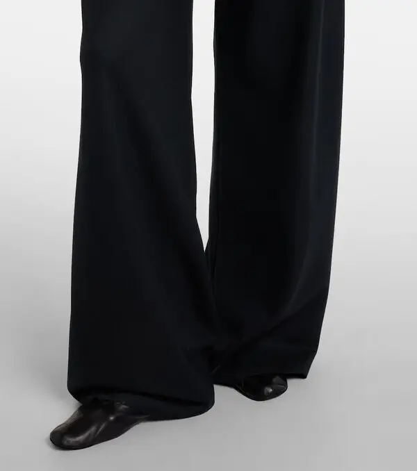 THE ROW Gala Virgin Wool Flannel Wide-leg Trousers - Black