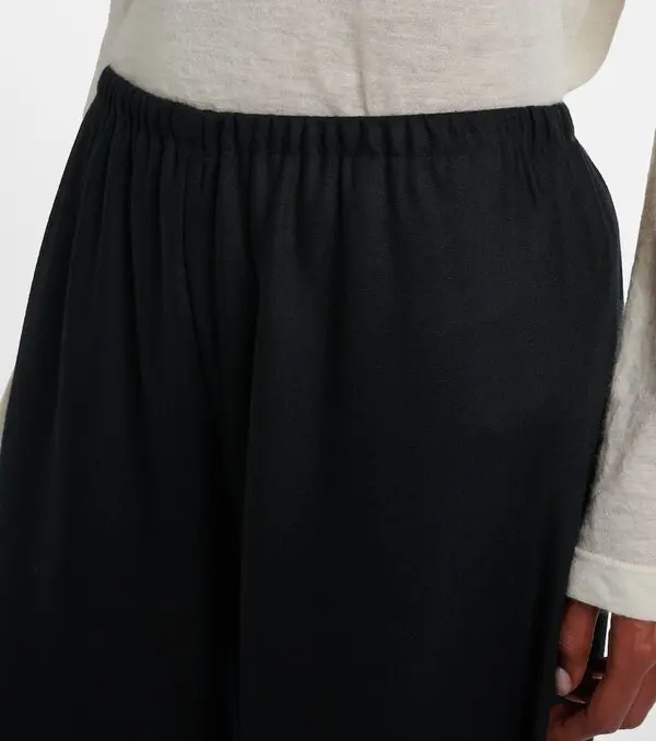 THE ROW Gala Virgin Wool Flannel Wide-leg Trousers - Black