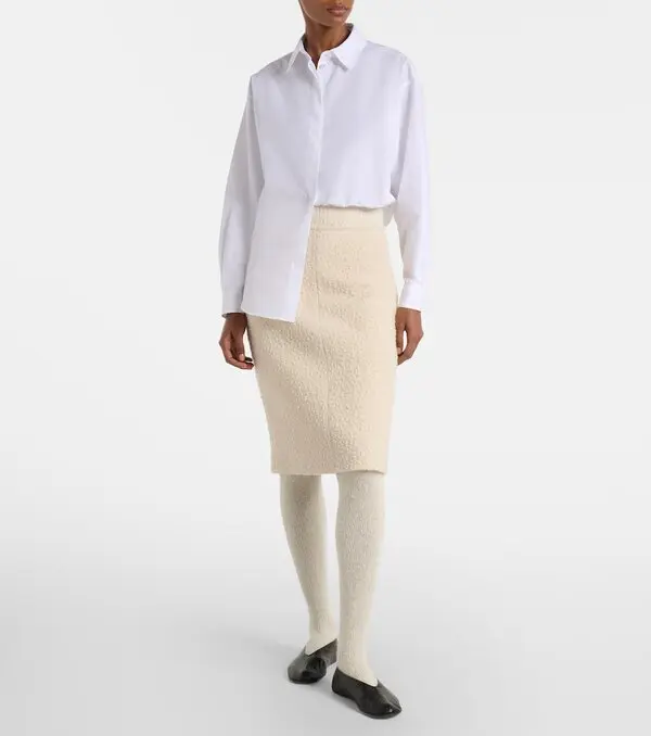 THE ROW Malva Wool Midi Skirt - White