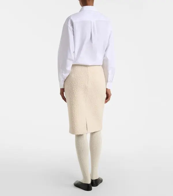 THE ROW Malva Wool Midi Skirt - White