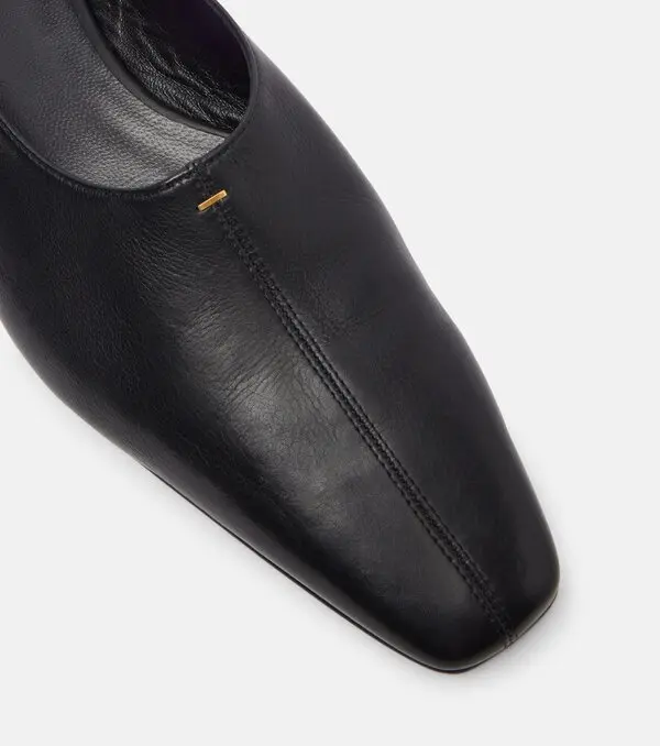 Khaite Celia Leather Slingback Flats - Black