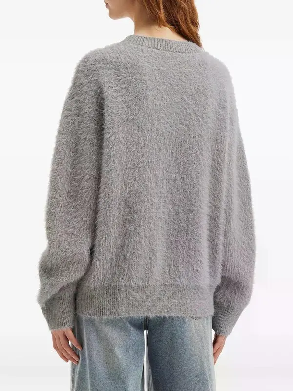 MINI CREAM Graphic Design Knit Sweater With Ribbon Detail - Grey
