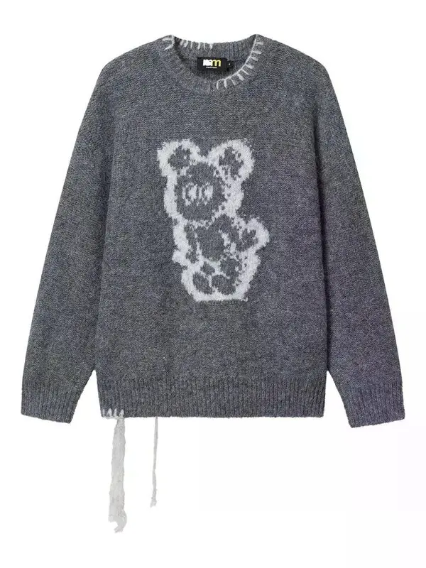 MINI CREAM Graphic Bear Knit Sweater