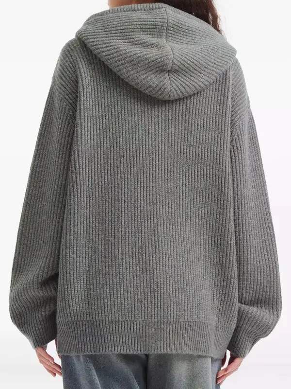 TOUT A COUP Zip-fastening Ribbed Knit Hoodie
