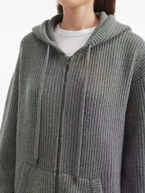 TOUT A COUP Zip-fastening Ribbed Knit Hoodie