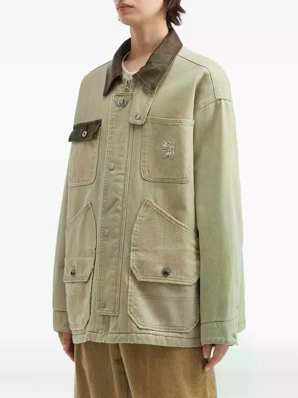 MUSIUM DIV. Multi-pocket Jacket With Contrasting Collar And Embroidered Detail
