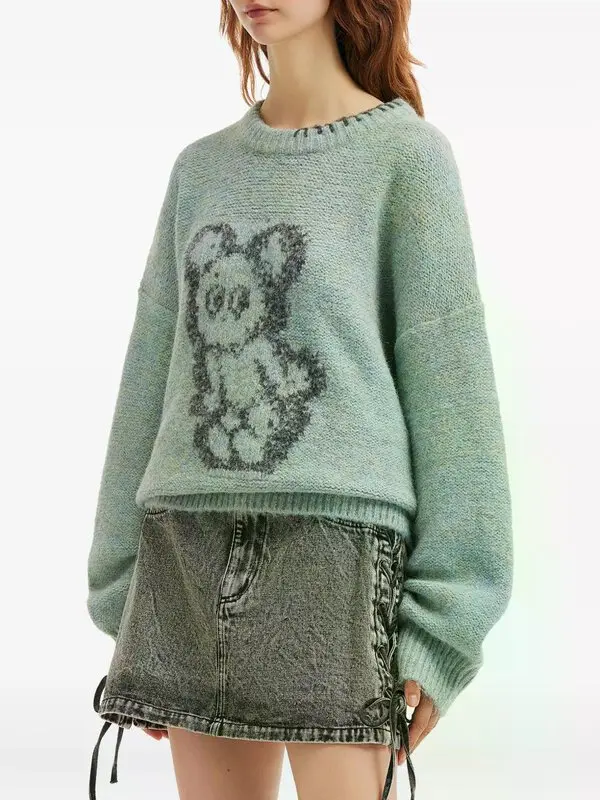 MINI CREAM Graphic Design Tasseled Sweater