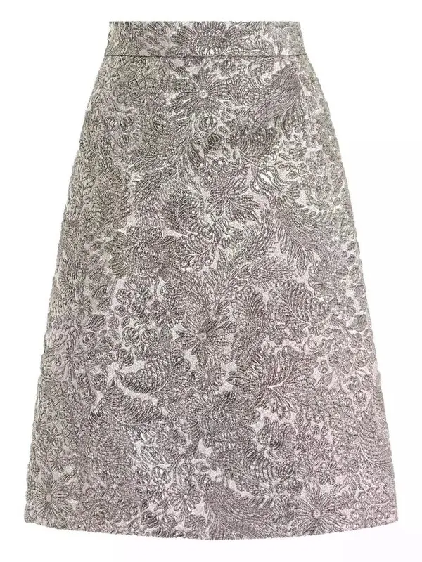 Dolce & Gabbana Floral-jacquard Lamé Skirt