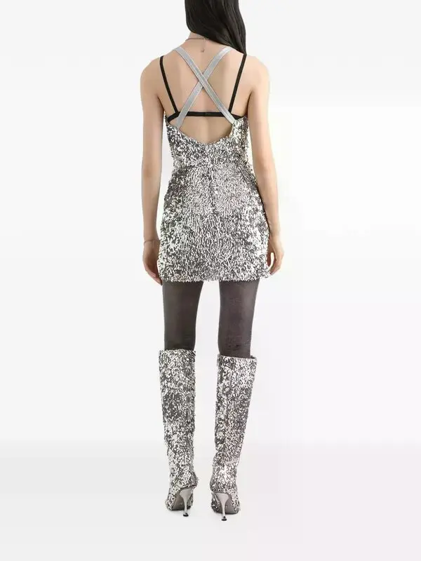 Dolce & Gabbana Sequin Embellished Cross-over V-neck Dress