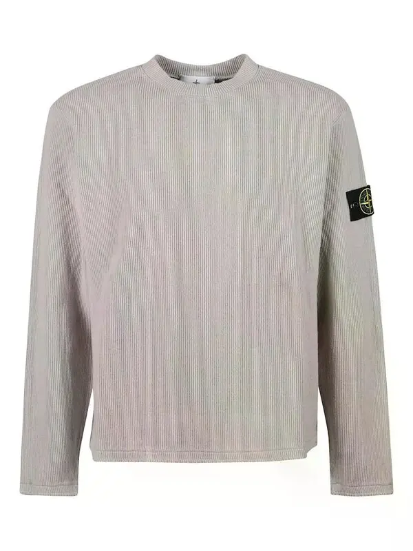 Stone Island Logo Patch Ribbed Knit Sweater