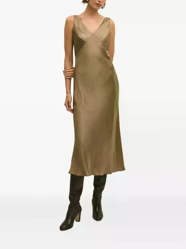 Brooks Brothers V-neck Sleeveless Midi Dress - Neutrals