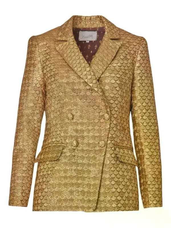 Johanna Ortiz Tranquility Jacquard Double-breasted Blazer - Gold